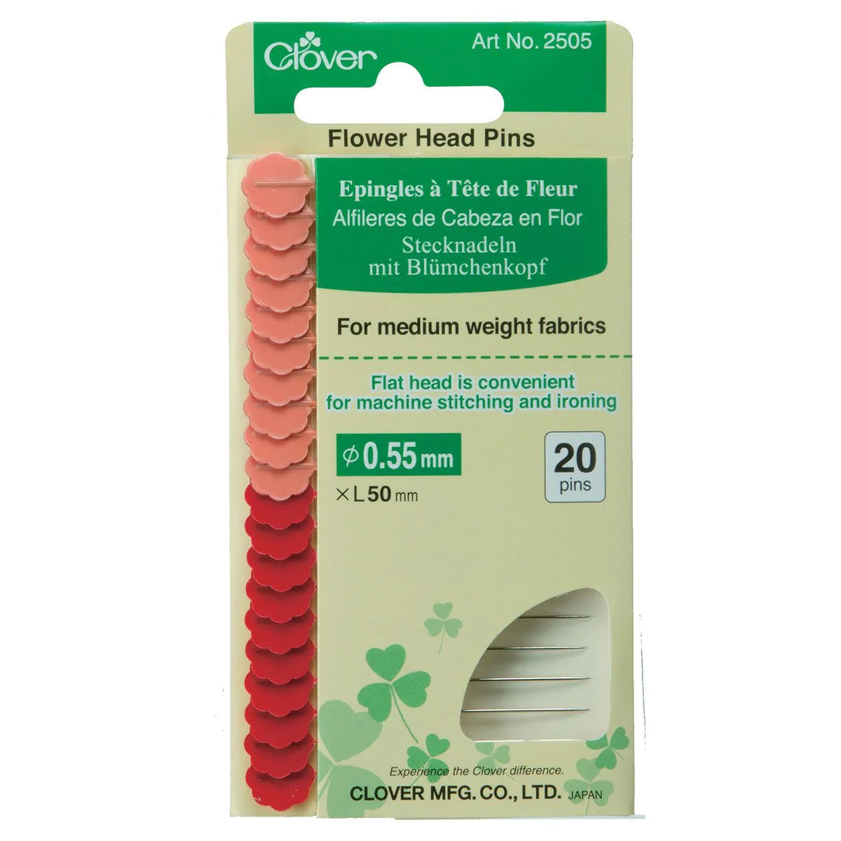 Clover Flower Head Pins .55mm | 2505 | Red – The Quilty Shop