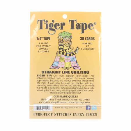 1/4" Tiger Tape | 30 yds Marked at 12 Lines/Inch – The Quilty Shop